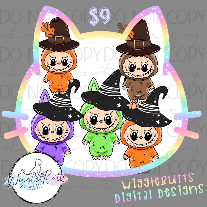 Little Monsters Fall Halloween Witch ClipArt Bundle – Wigglebutts ...