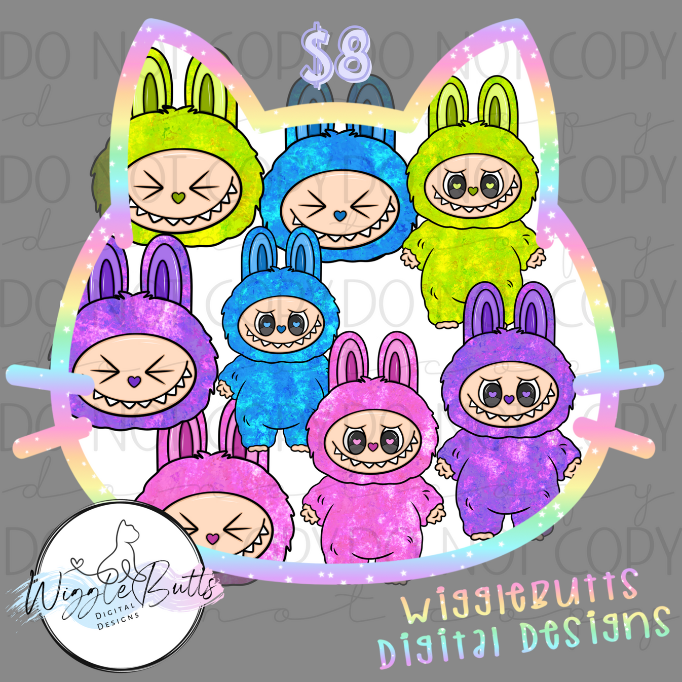 Anime Little Monsters Colorful ClipArt Bundle – Wigglebutts Digital Designs