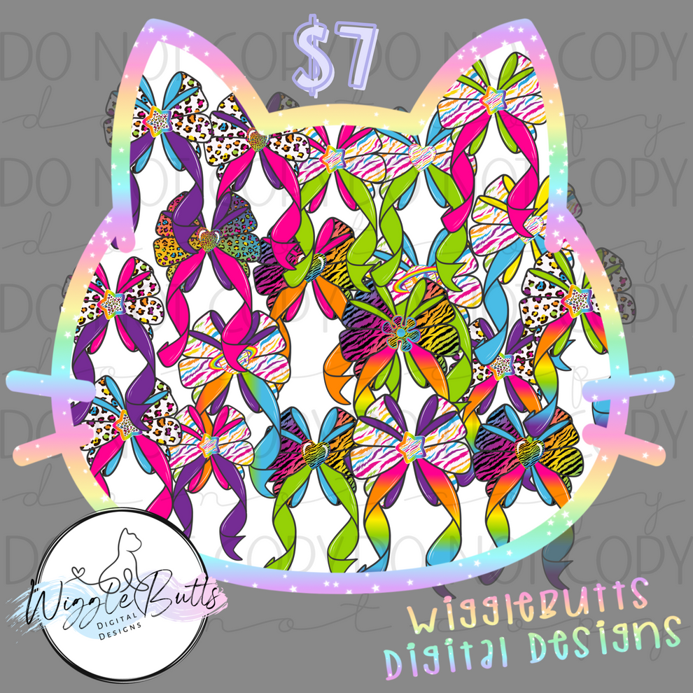 90s Rainbow Style Bows ClipArt Bundle – Wigglebutts Digital Designs