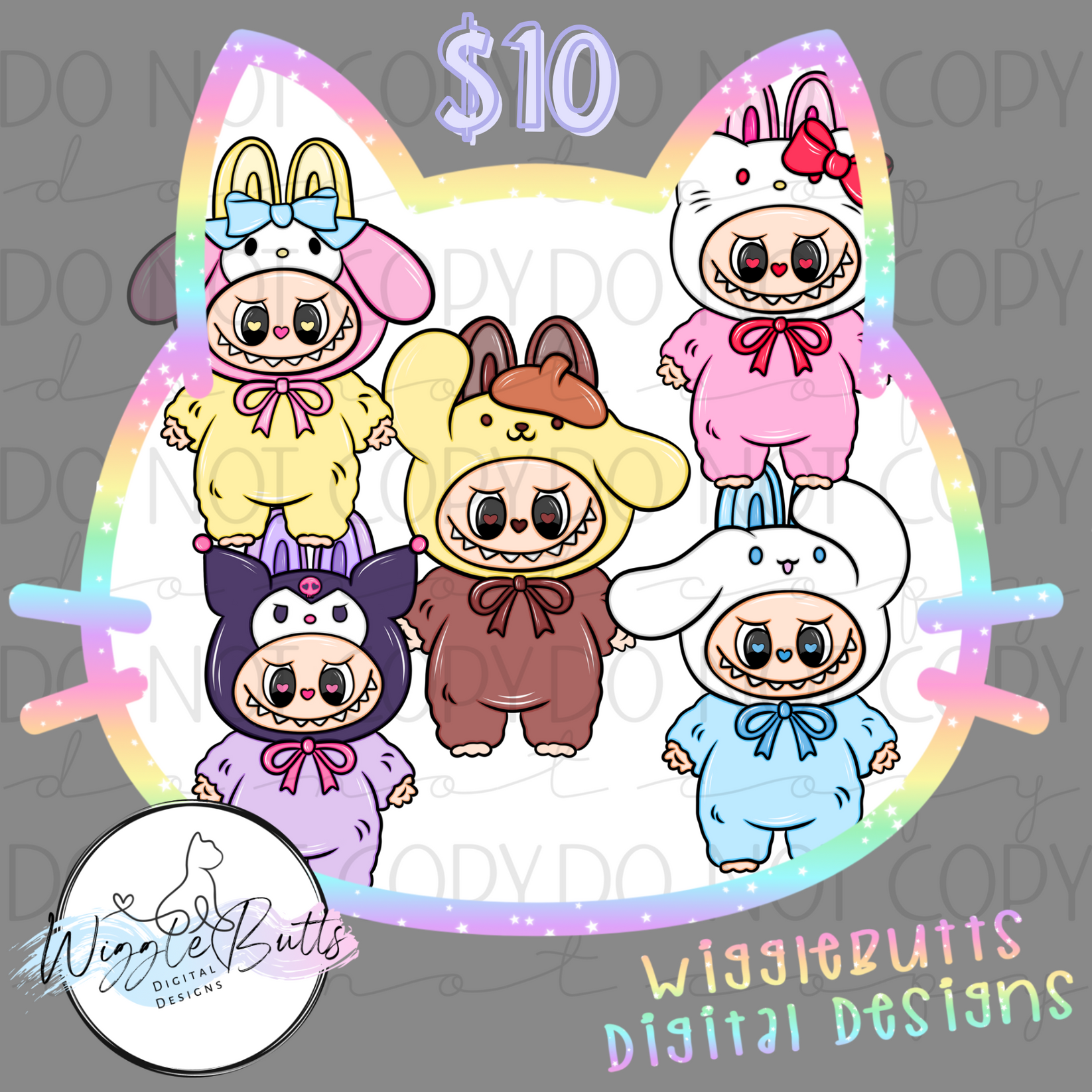 Little monsters kitty and Friends ClipArt Bundle – Wigglebutts Digital ...