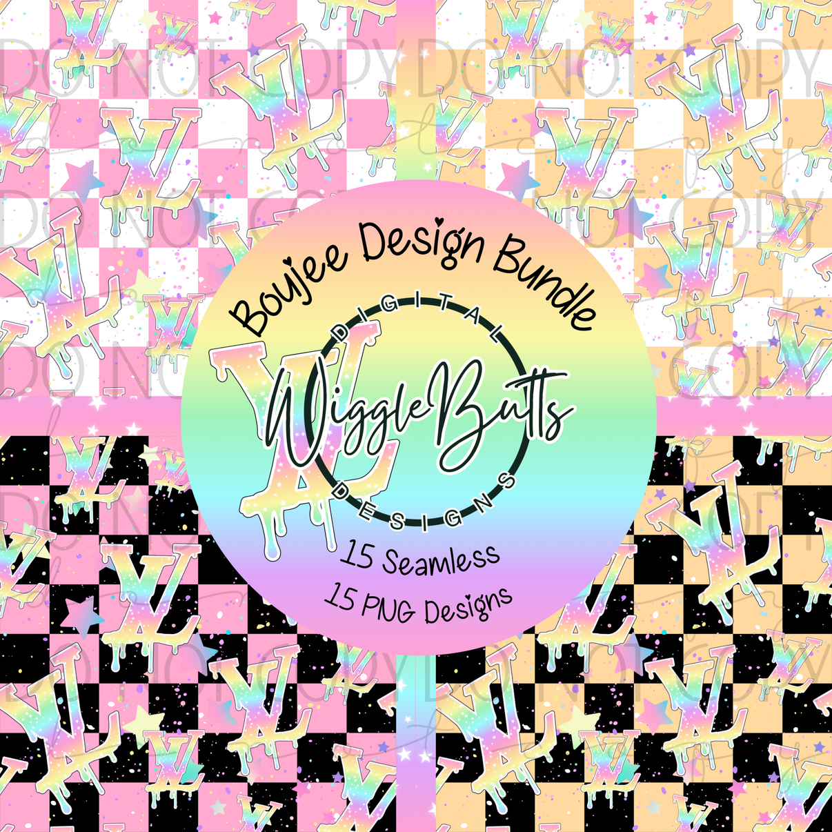 Boujee Rainbow Design and Seamless Bundle – Wigglebutts Digital Designs