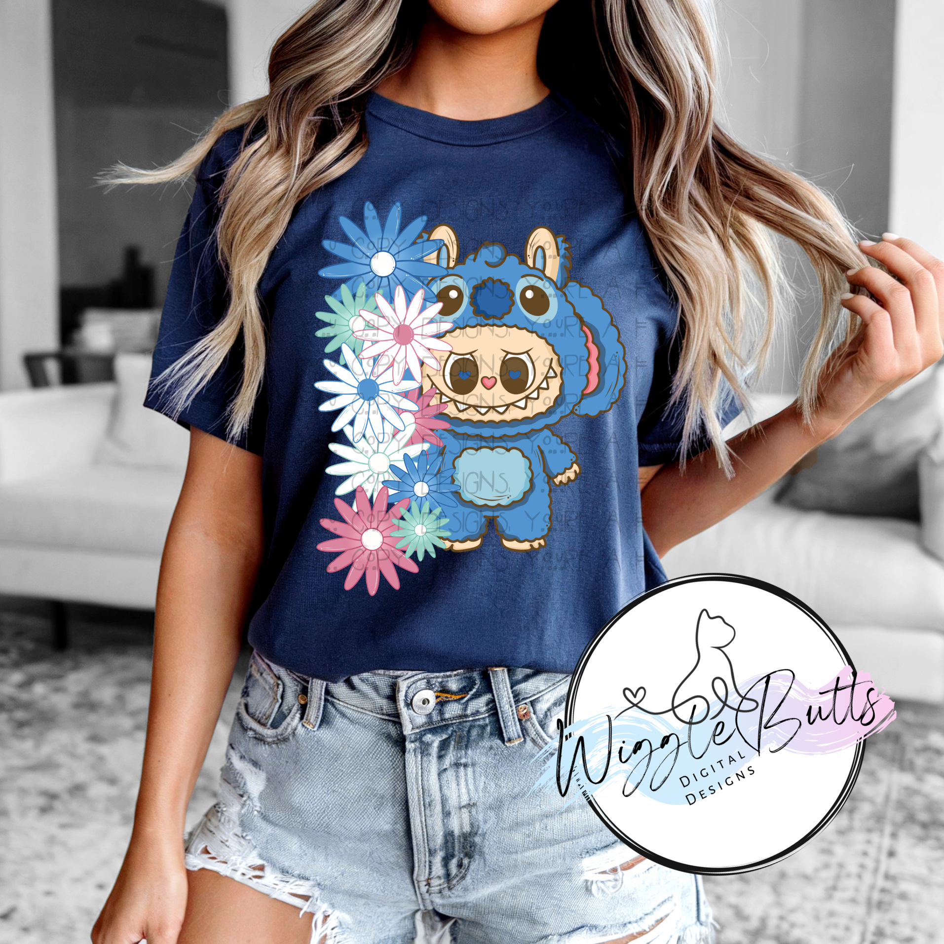 Little Monsters Blue Alien PNG Design – Wigglebutts Digital Designs