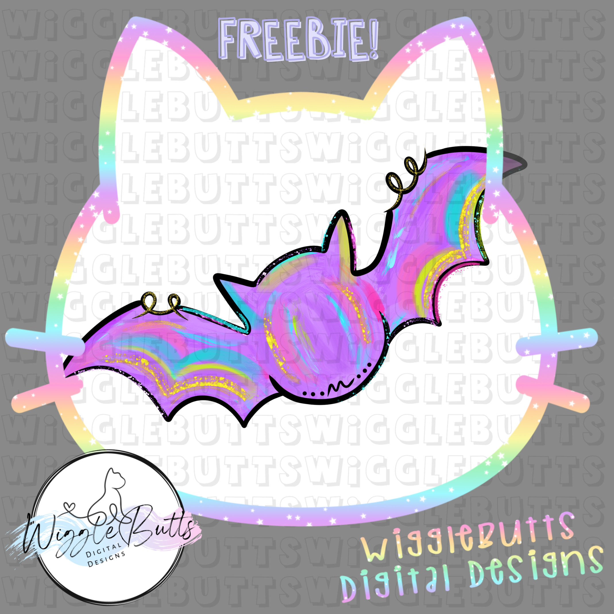 Colorful Painted Halloween Bat ClipArt Piece – Wigglebutts Digital Designs