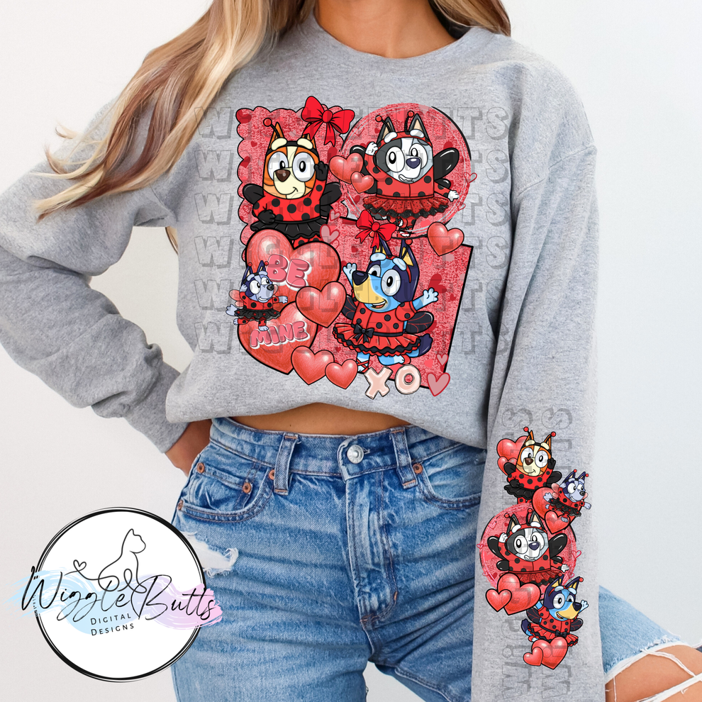 Blue Dog Puppies Valentine's Day PNG Design and Matching PNG Sleeve De – Wigglebutts Digital Designs